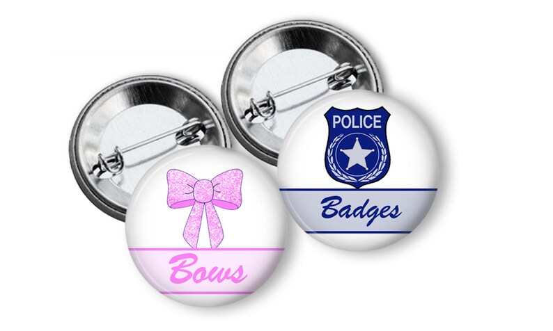 Badges or Bows Gender Reveal Party Favors 1.25 1.75 or 2.25 - Etsy