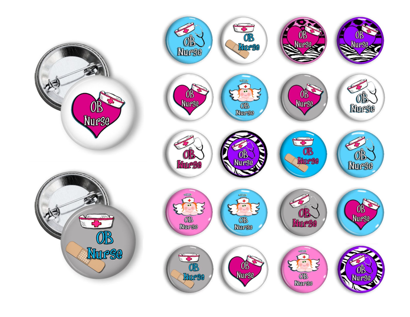 OB Nurse Pins Obstetrics Nurse Gift Pin Back Button Set Party Favors 1. ...