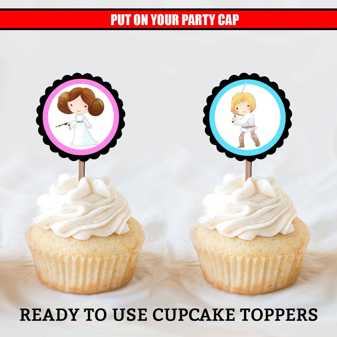 Jedi or Princess Cupcake Toppers Rebel or Princess Gender Reveal ...