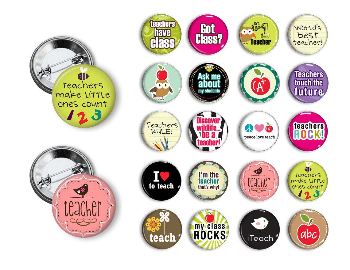 Teacher Pins School Teacher 1.25 or 1.75 Inch Pinback Buttons - Etsy