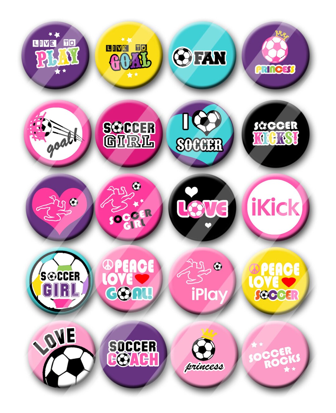 Soccer Team Party Favors Sport Theme Pin Back Button Party Favors 1.25 ...