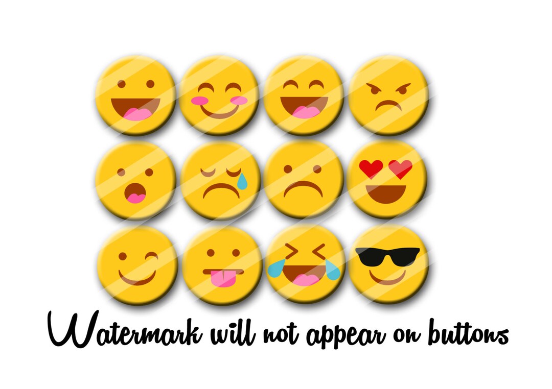 Emoji Pin Back Button Party Favors of Gift Set of 1.25 Inch Buttons ...