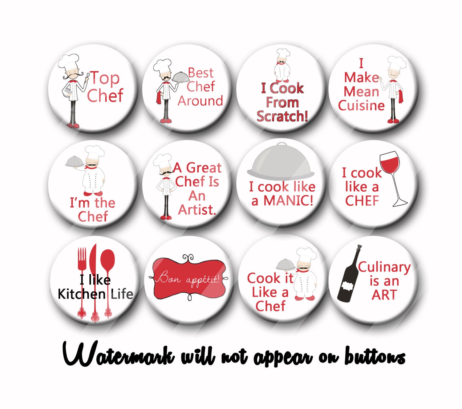 Culinary Arts Chef Cooking Pin Back Button Party Favors 1.25 - Etsy