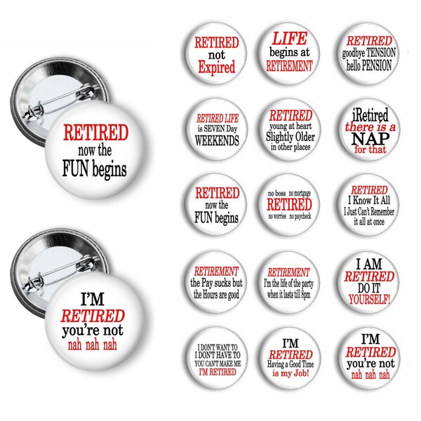 Retirement Buttons - Etsy