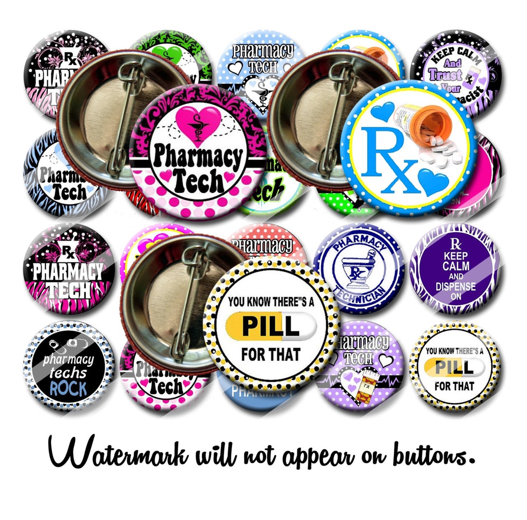 Pharmacy Tech Pharm Tech Pharmacist Technician Pins Pinback Button Set ...
