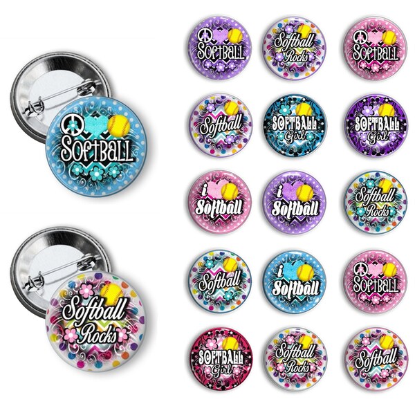 Softball Buttons - Etsy