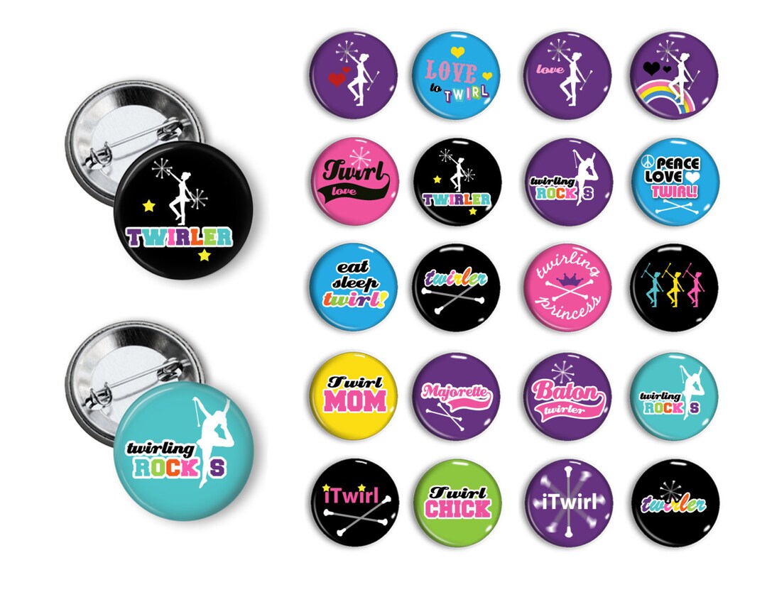 Baton Twirl Pin Back Button Party Favors 1.25 Inch Buttons Student ...