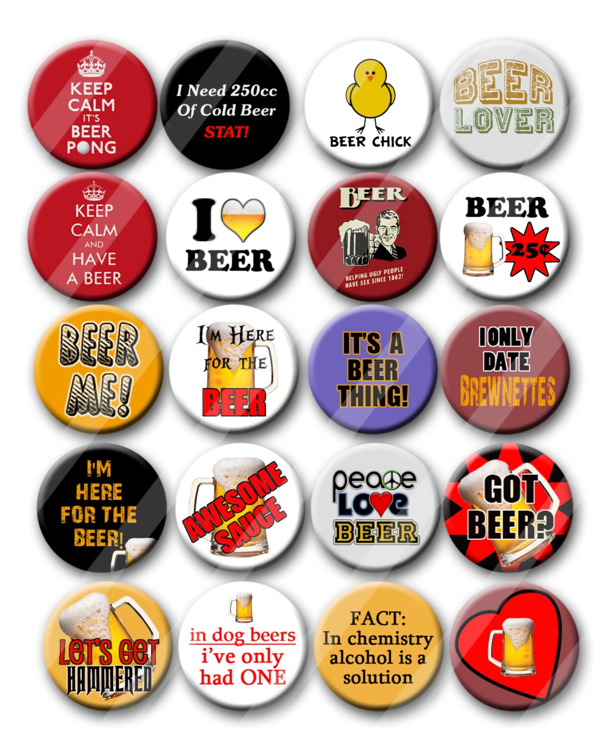 Beer Pins Beer Lovers Buttons Birthday Party Favors Pin Back | Etsy