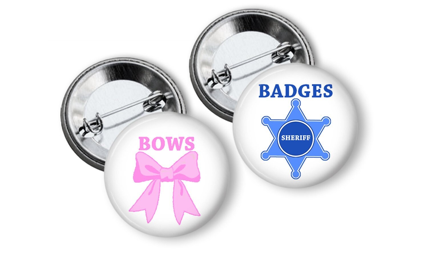 Gender Reveal Pins Sheriff Badges or Bows Gender Reveal Party | Etsy