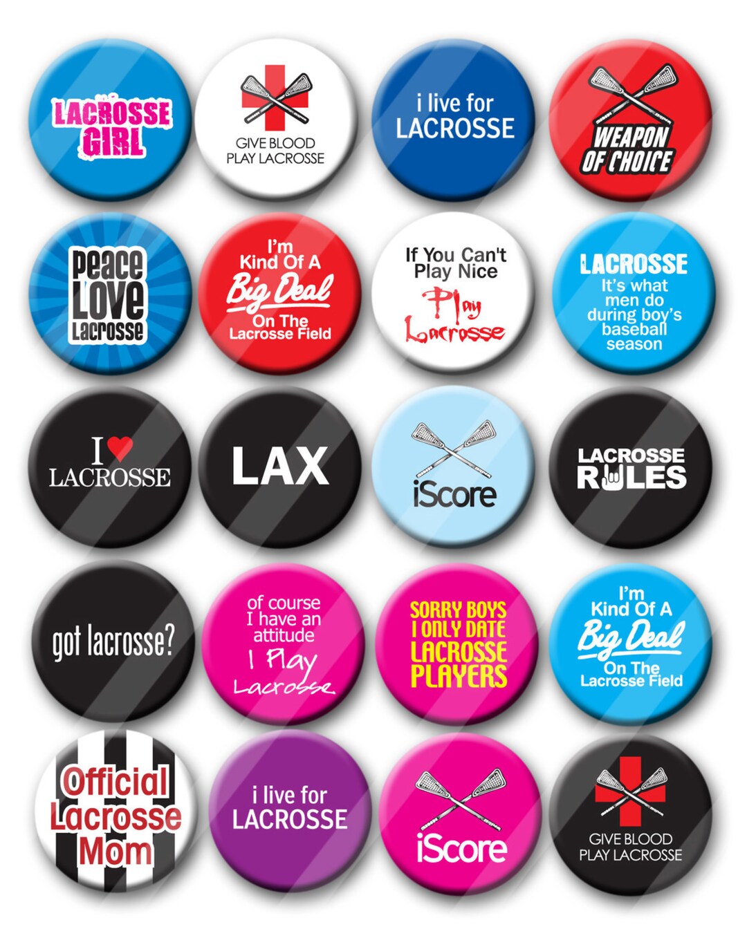 Lacrosse Team Lacrosse Theme Pin Back Button Party Favors 1.25 Inch ...
