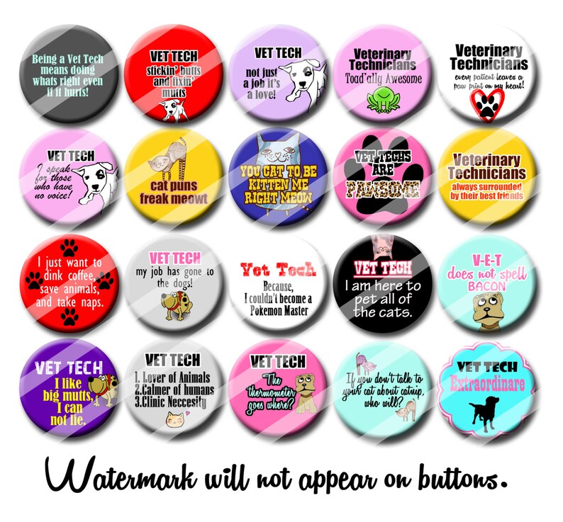 Dog Lovers Veterinarian Assistant Vet Tech Buttons Pins Badges - Etsy