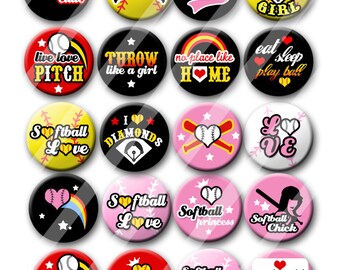 Softball Pin Back Buttons - Etsy
