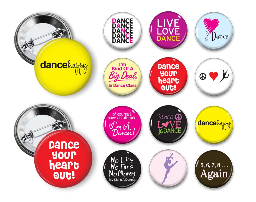 Dance Theme Party Favors Set of 10 1.25 Inch Pin Back - Etsy