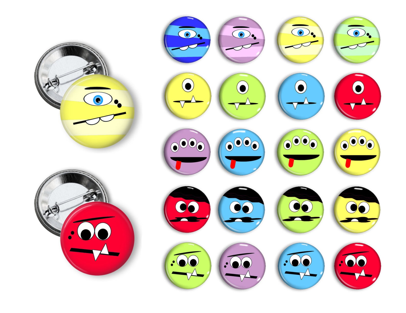 Silly Monster Faces Birthday Party Favors 1.25 Inch Buttons - Etsy