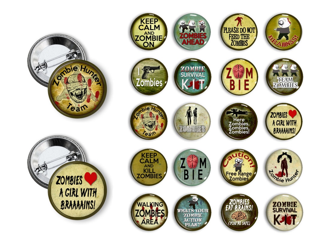 Zombie Pins Party Favors 1.25 Inch Pinback Buttons Pins Badges - Etsy