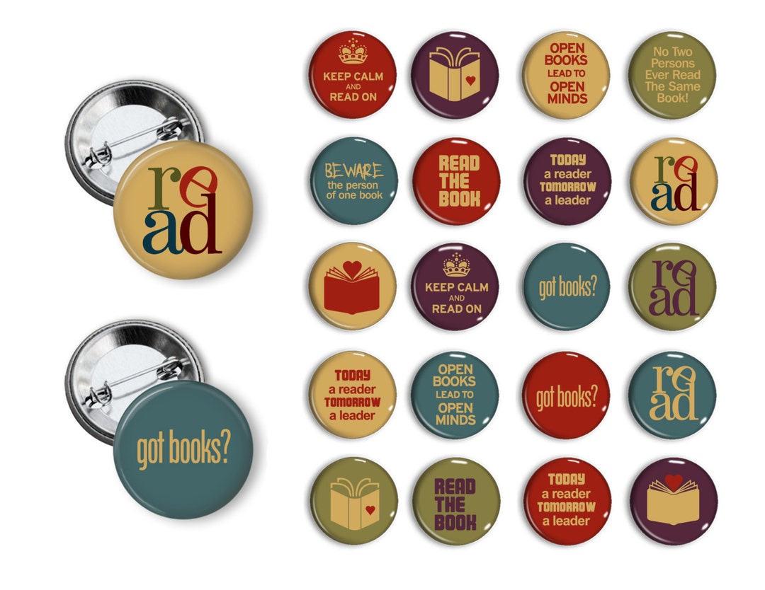 Book Lovers Bookclub Librarian Reading Pins Pin Back Button Party ...