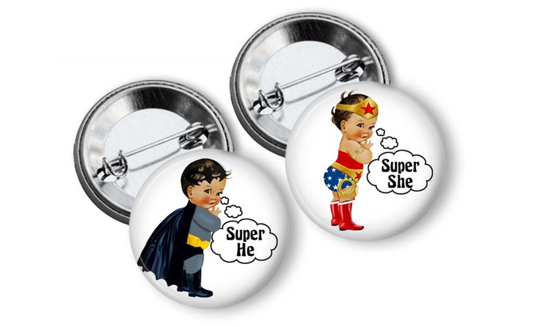 Gender Reveal Pins Superhero Party Favors Gender Reveal Etsy