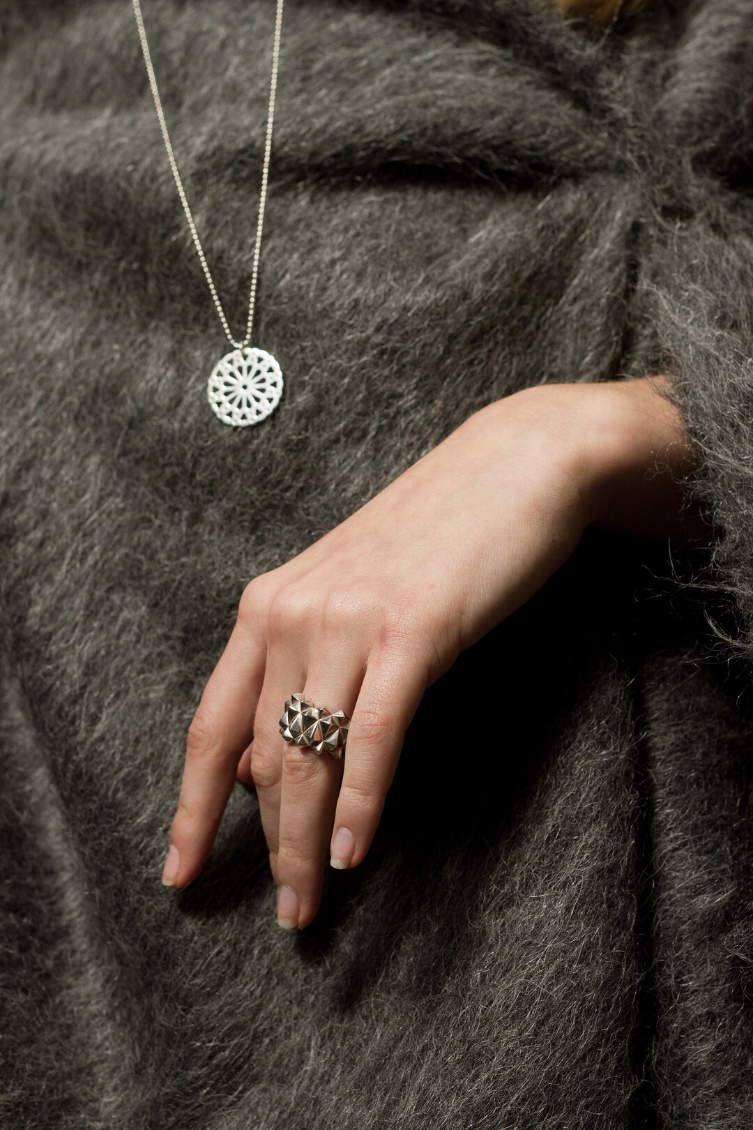 Studded Silver Statement Ring With Spikes - Etsy