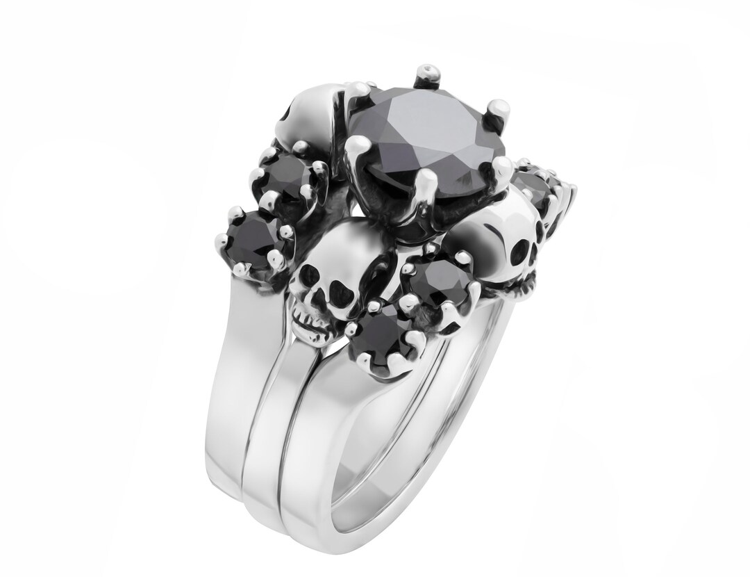 Goth Wedding Set - WANDA & CTYRKA - Bridal Set With Skulls and Natural ...