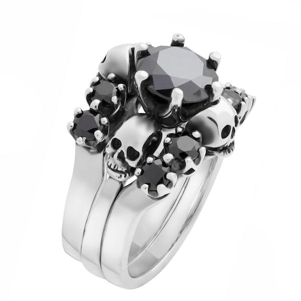 Skull Wedding Ring Set - Etsy