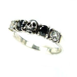 Skull Wedding Ring - HELICE - Black Diamond Sterling Engagement Ring ...