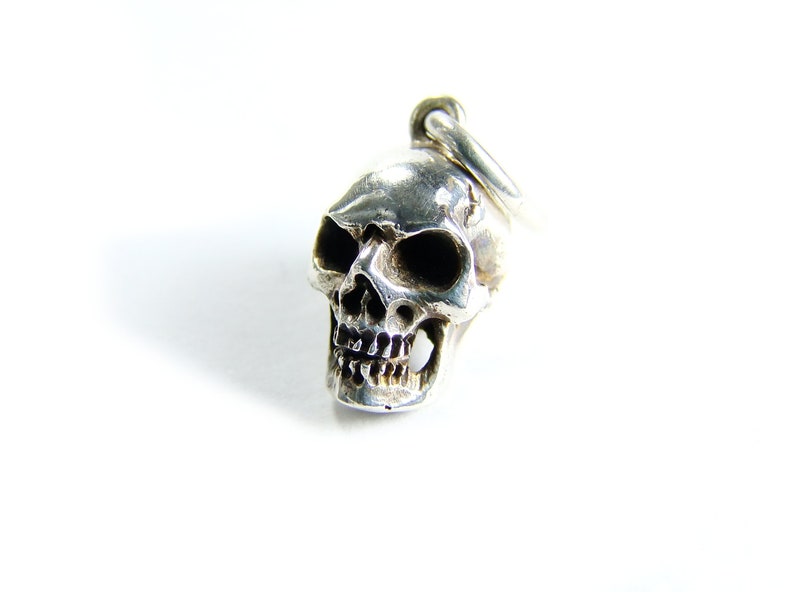 Skull Necklace Long Steel Chain Goth Skull Pendant Memento | Etsy