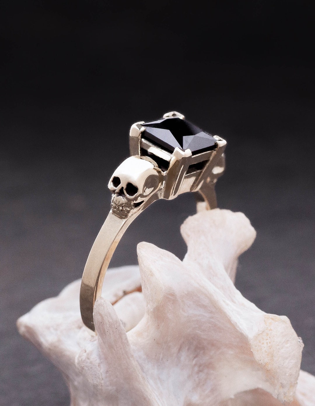 Solid Gold Skull Ring THYONE Dark Engagement Ring - Etsy