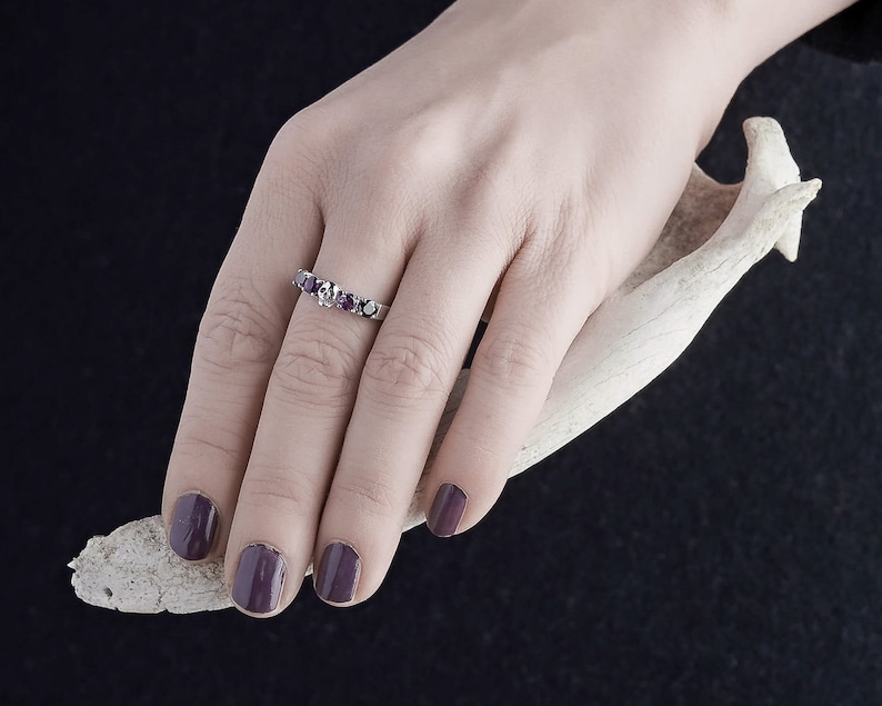 Skull Wedding Ring HELICE Black Diamond Sterling - Etsy