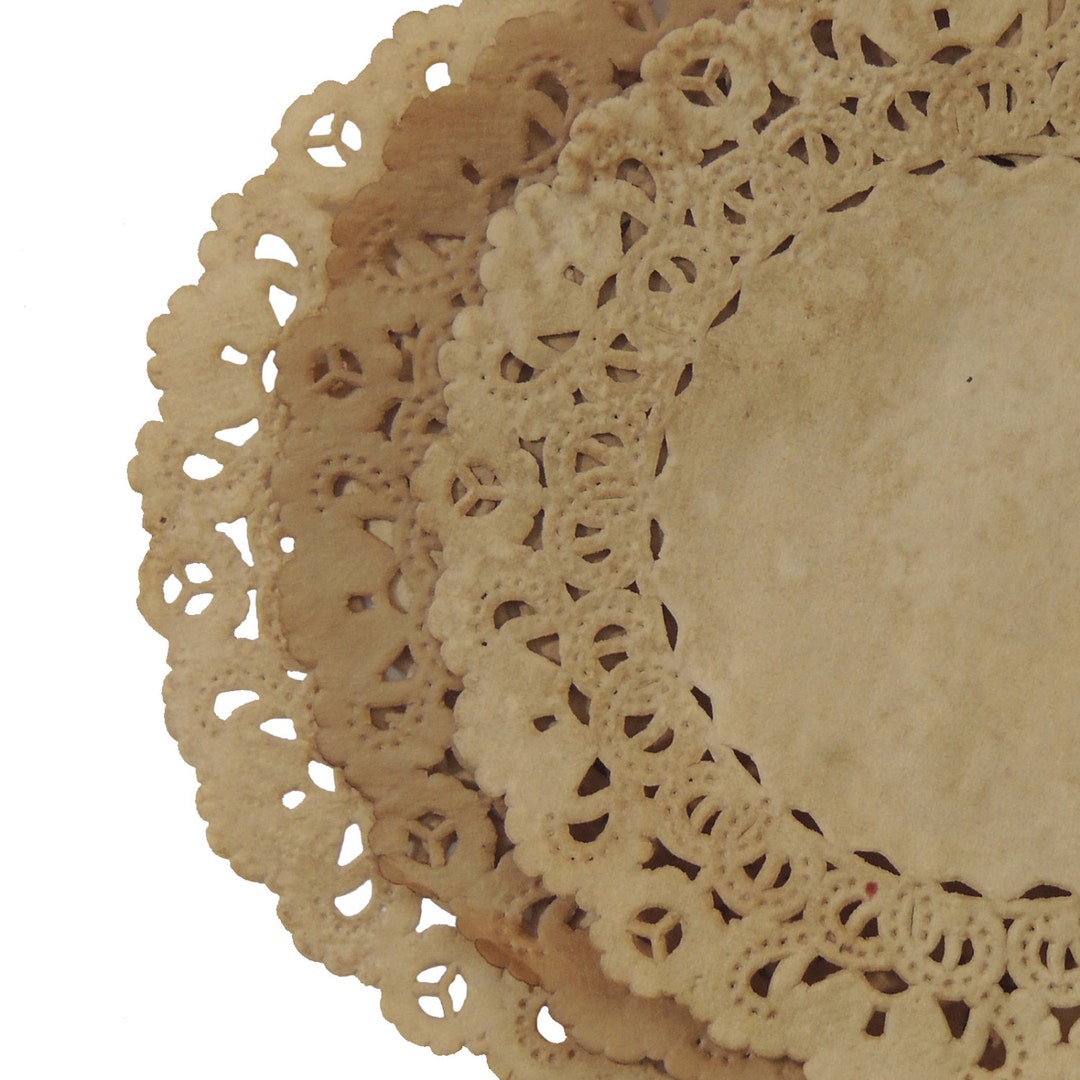 DARK TEA STAINED Paper Lace Doilies | Tea Stained Paper Doily, Kraft ...
