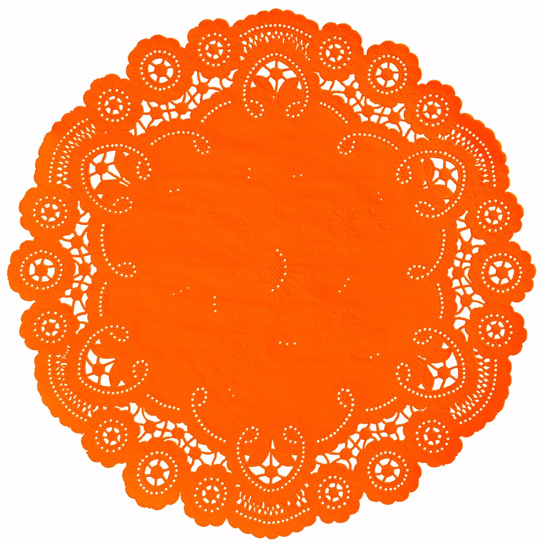 DARK ORANGE Paper Doilies French Lace | 8" Size | Orange Paper Doilies ...