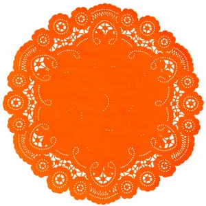 DARK ORANGE Paper Doilies French Lace | 8" Size | Orange Paper Doilies ...