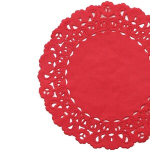 TRUE RED Normandy Paper Lace Doilies 8 Round Size Red Doily, Red ...