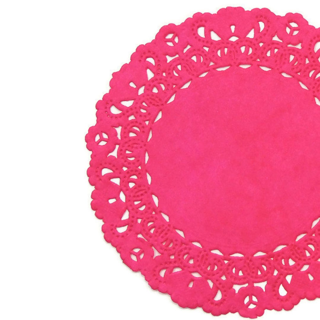 HOT PINK ROSE Normandy Paper Doilies | 5" 8" Sizes | Hot Pink Charger ...