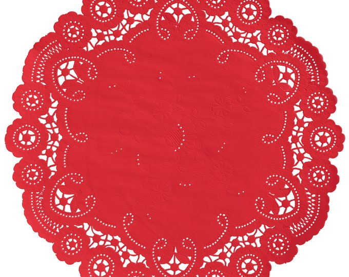 TRUE RED Doilies French Lace 8 Sizes Red Paper Doilies, Christmas Red ...