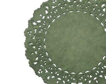 OLIVE GREEN French Lace Paper Doilies| 6" 8" 10" Sizes | Dark Green ...