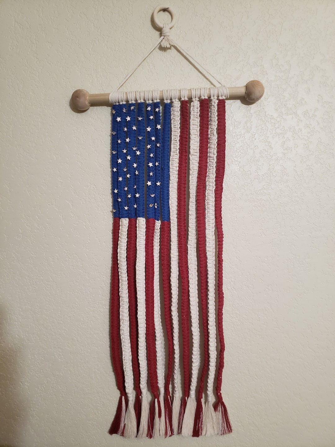 Large Macrame American Flag - Etsy