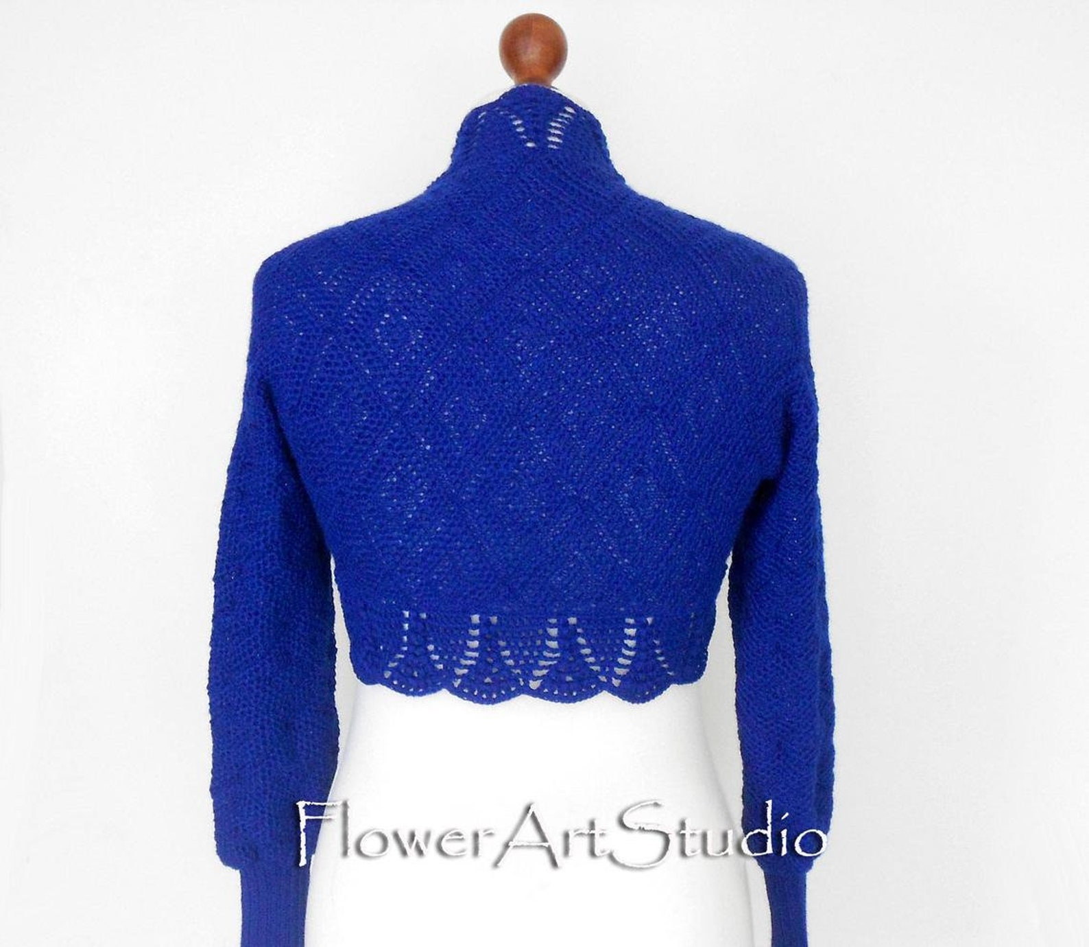 Bridal Royal Blue Knitted Jacket Long Sleeve Bolero Shrug - Etsy