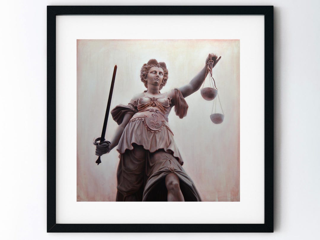 Lady Justice Painting Art Print - Classical Statue Woman With Sword and ...