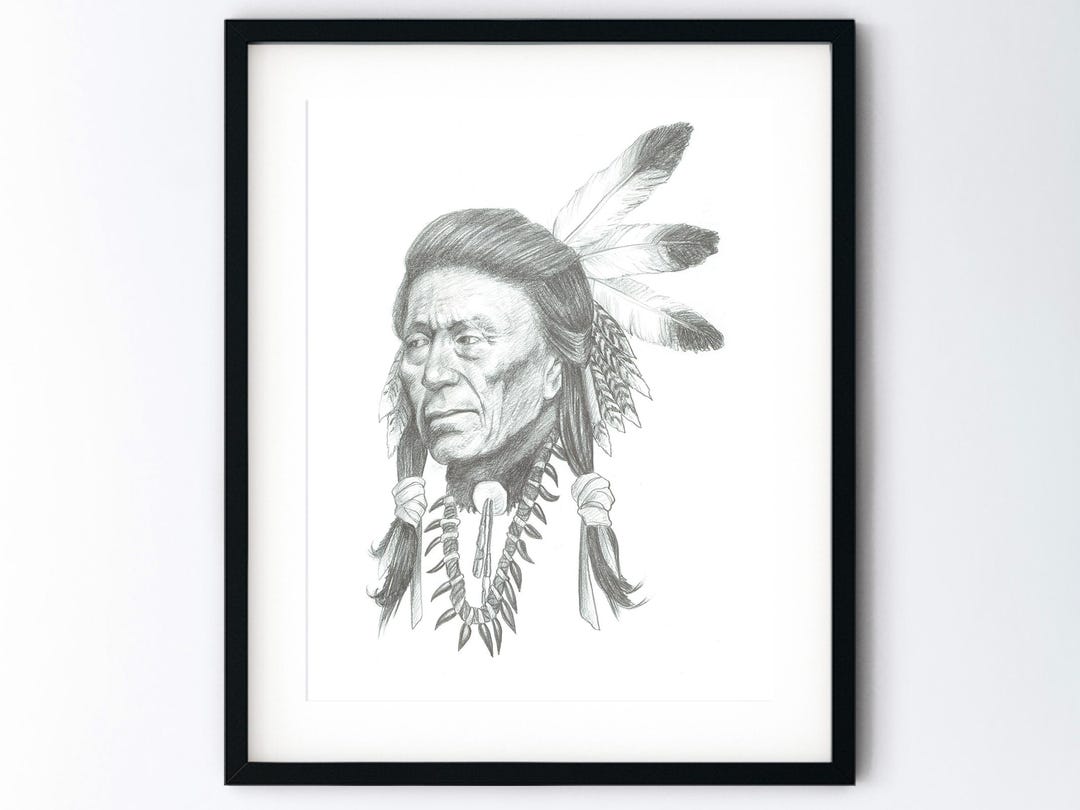 Original Drawing Native American - Medicine Man Art - Handmade One of a ...