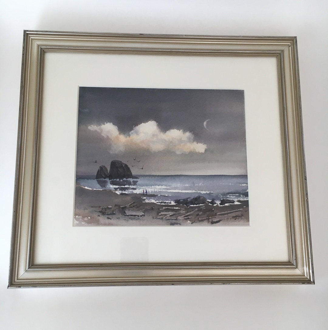 Watercolor Painting by Ellie Cook, Evening at the Beach Original Art ...