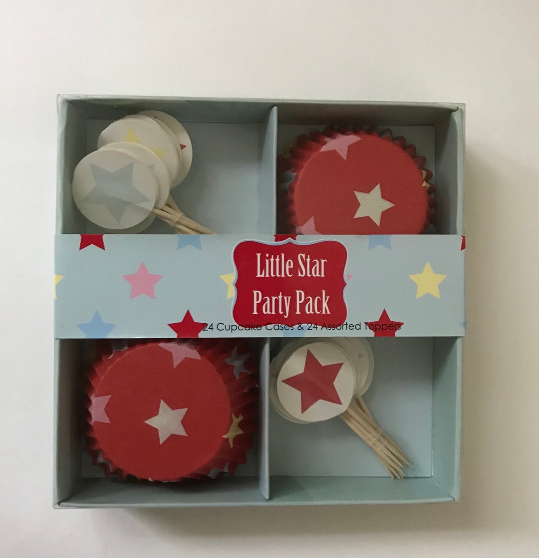 Cupcake Party Pack in the Box 24 Cups and 24 Picks Stars - Etsy