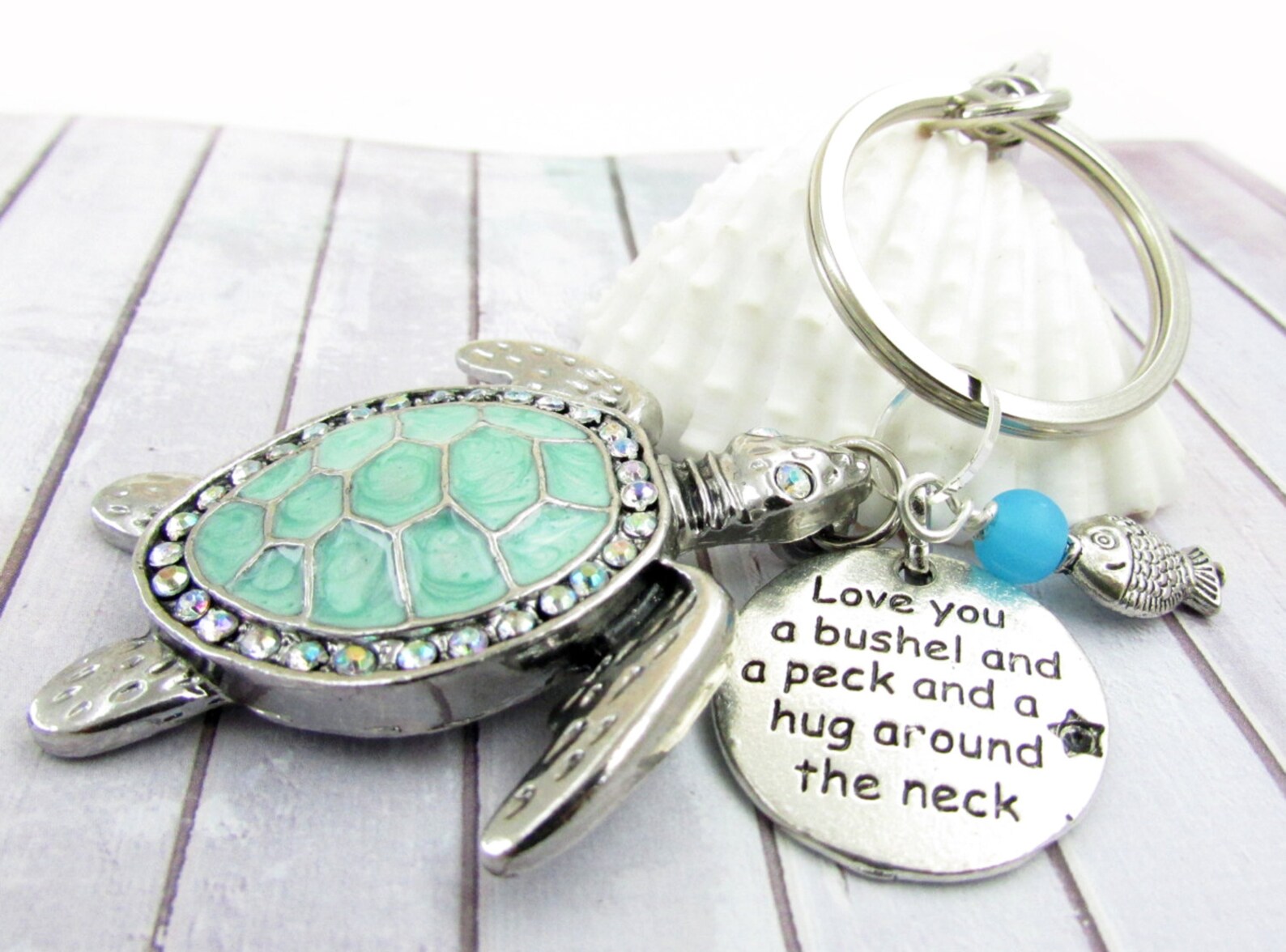 Sea Turtle Keychain Beach Keychain Love Quote Keychain | Etsy