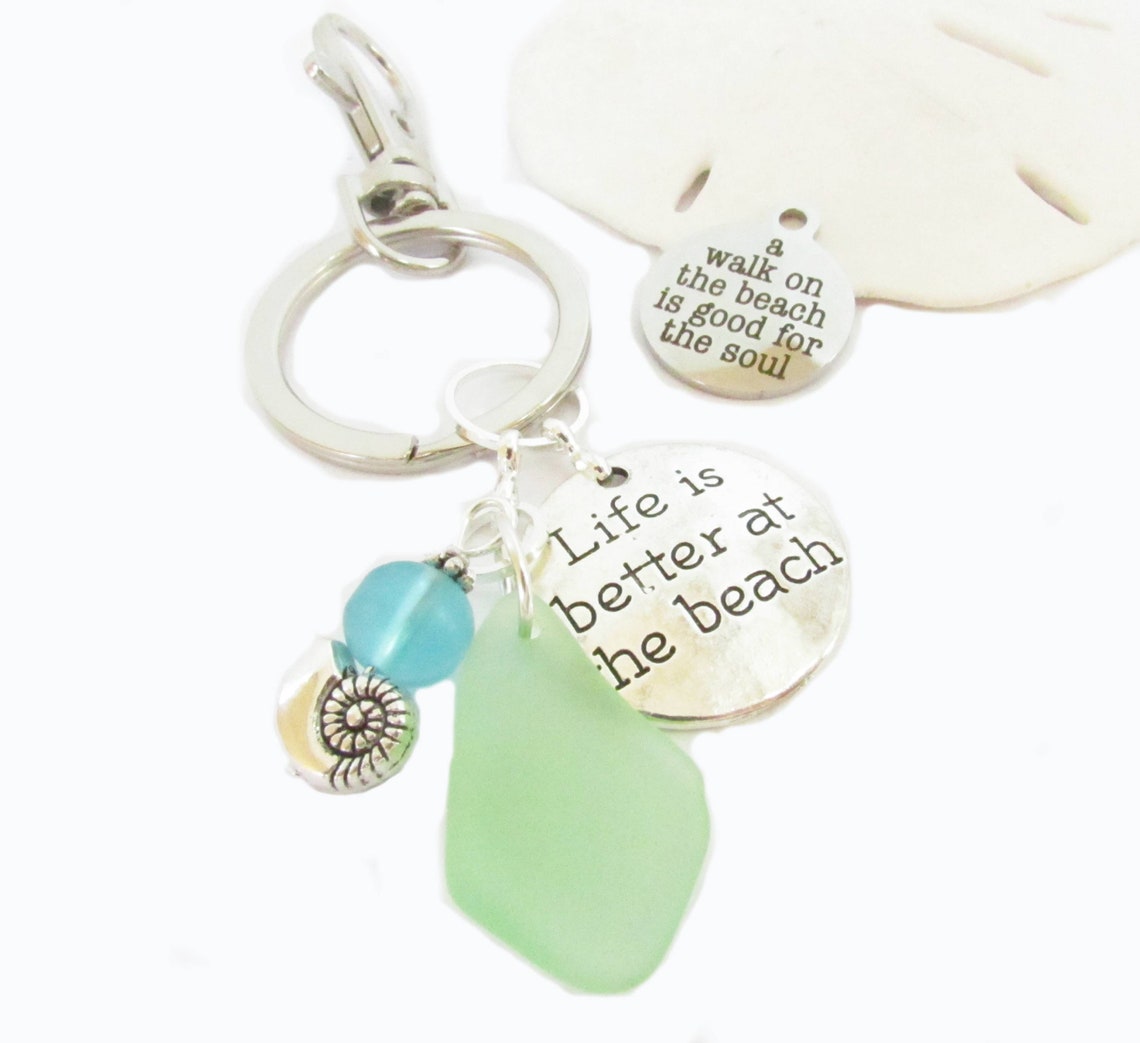 Seaglass Keychain Beach Keychain Sea Glass Keychain Car - Etsy