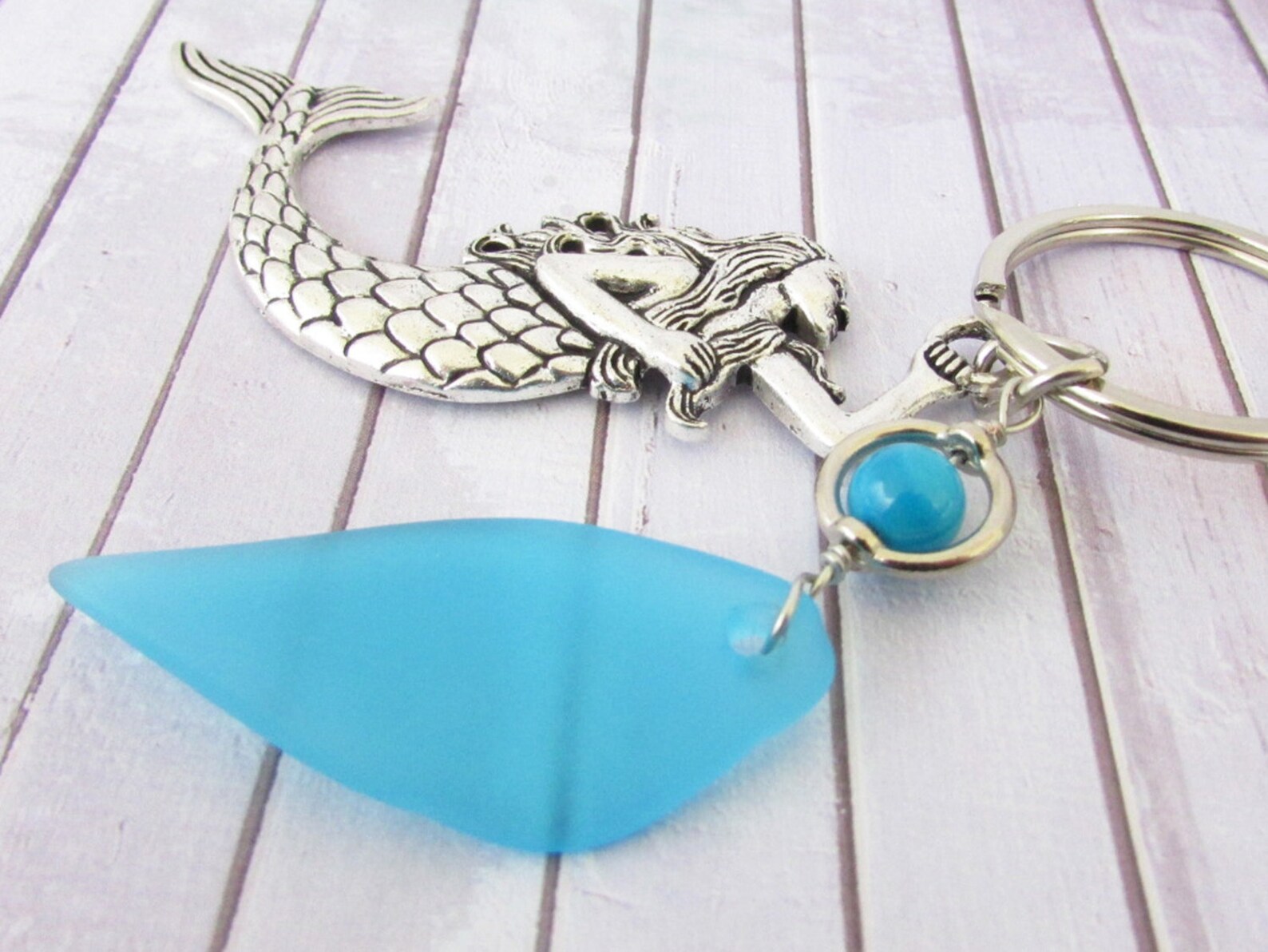Mermaid Keychain Mermaid Key Chain Mermaid Gift Sea Glass | Etsy