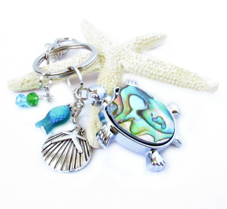Sea Turtle Keychain Sea Glass Keychain Shell Keychain Beach - Etsy
