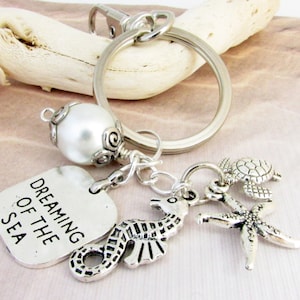 Beach Keychain, Seahorse Keychain, Nautical Keychain, Starfish Keychain ...