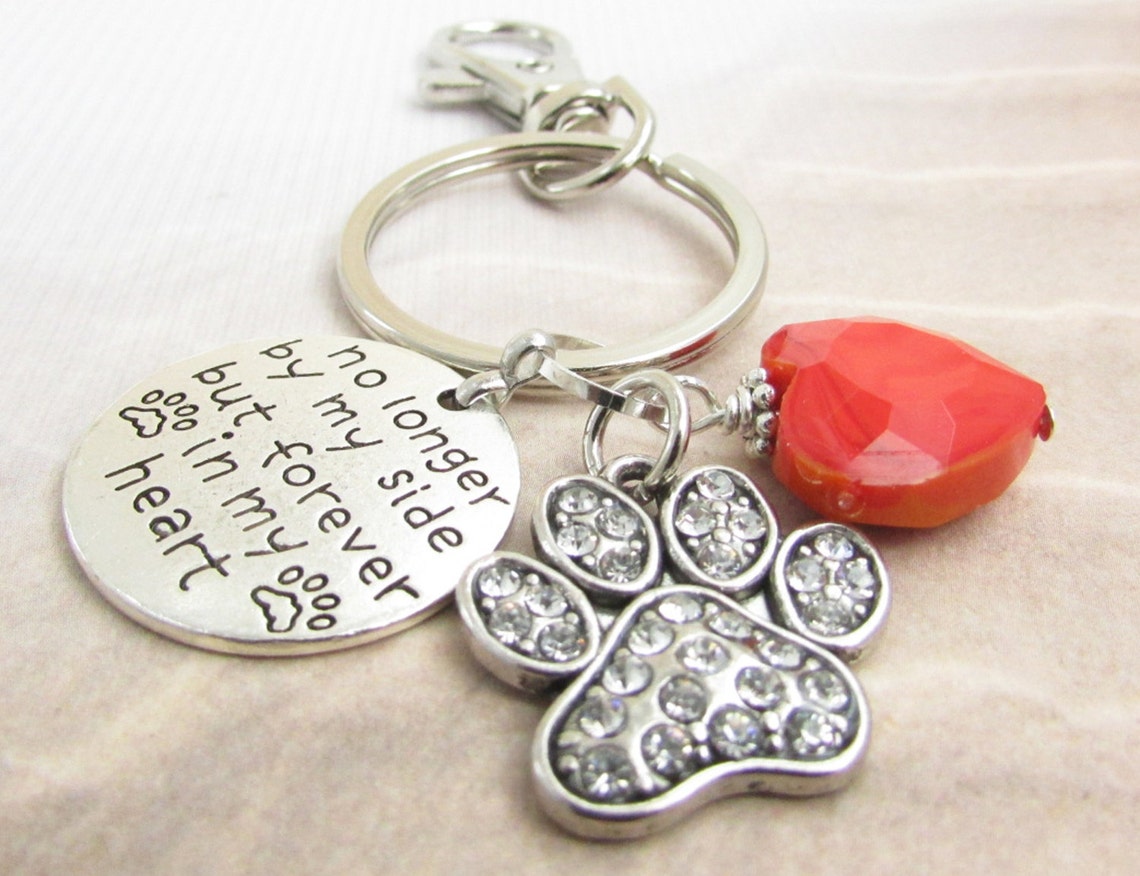 Paw Keychain Heart Keychain Pet Keychain Pet Loss Gift Dog - Etsy