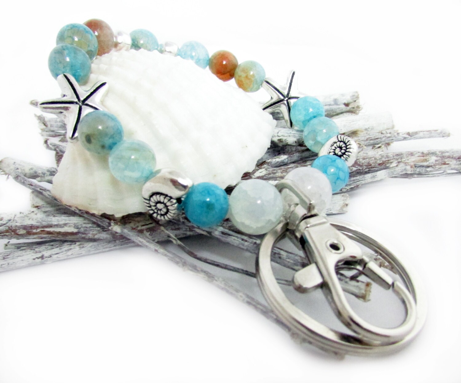 Keychain Bracelet Starfish Keychain Wrist Keychain Bracelet - Etsy