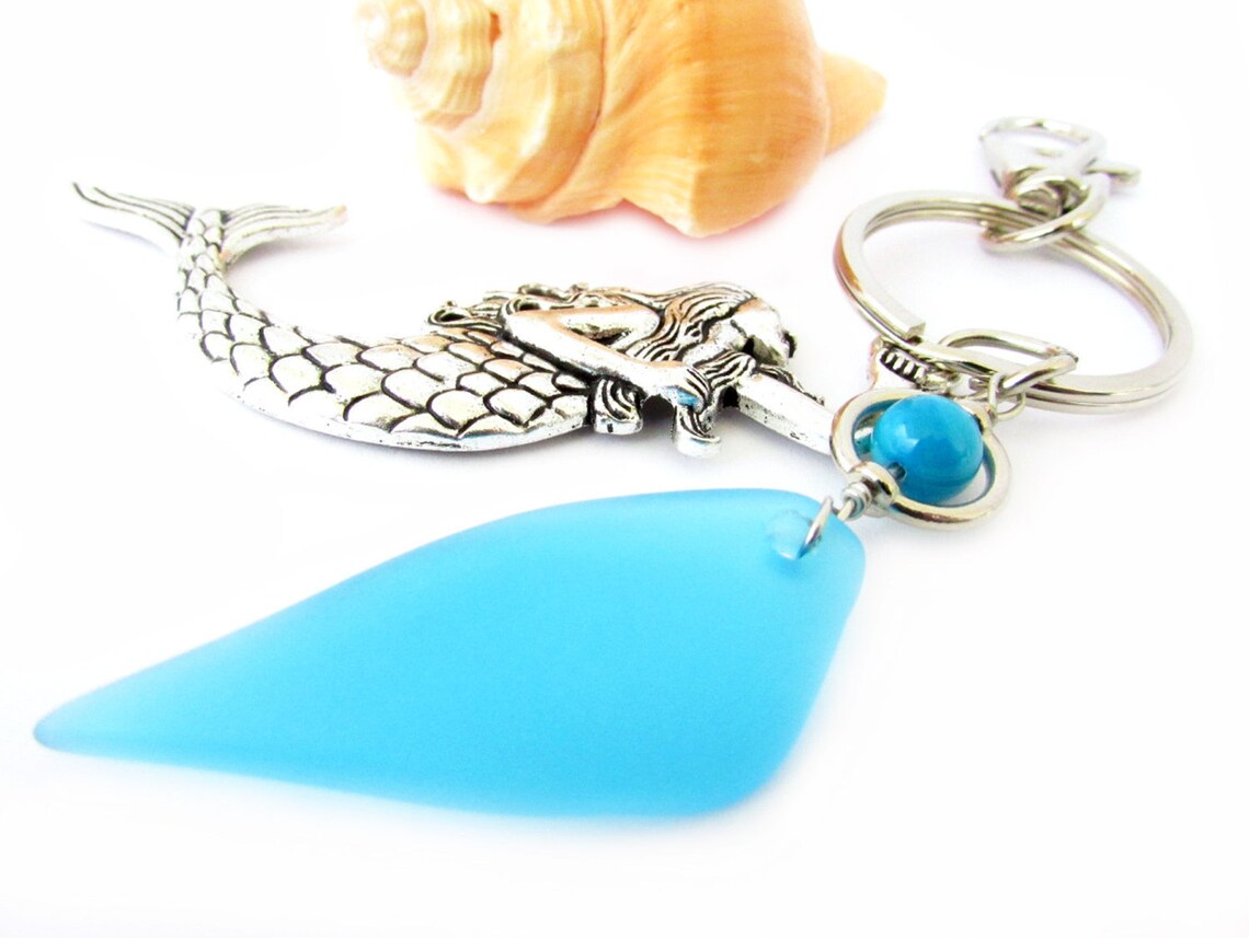 Mermaid Keychain Mermaid Key Chain Mermaid Gift Sea Glass | Etsy