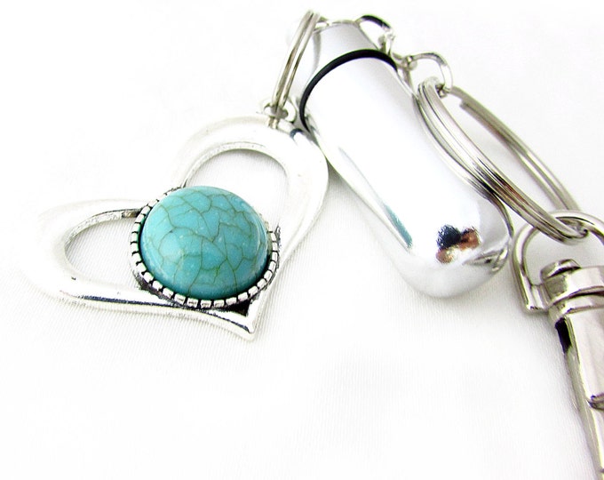 Heart Pill Case Keychain Turquoise Heart Pill Case - Etsy
